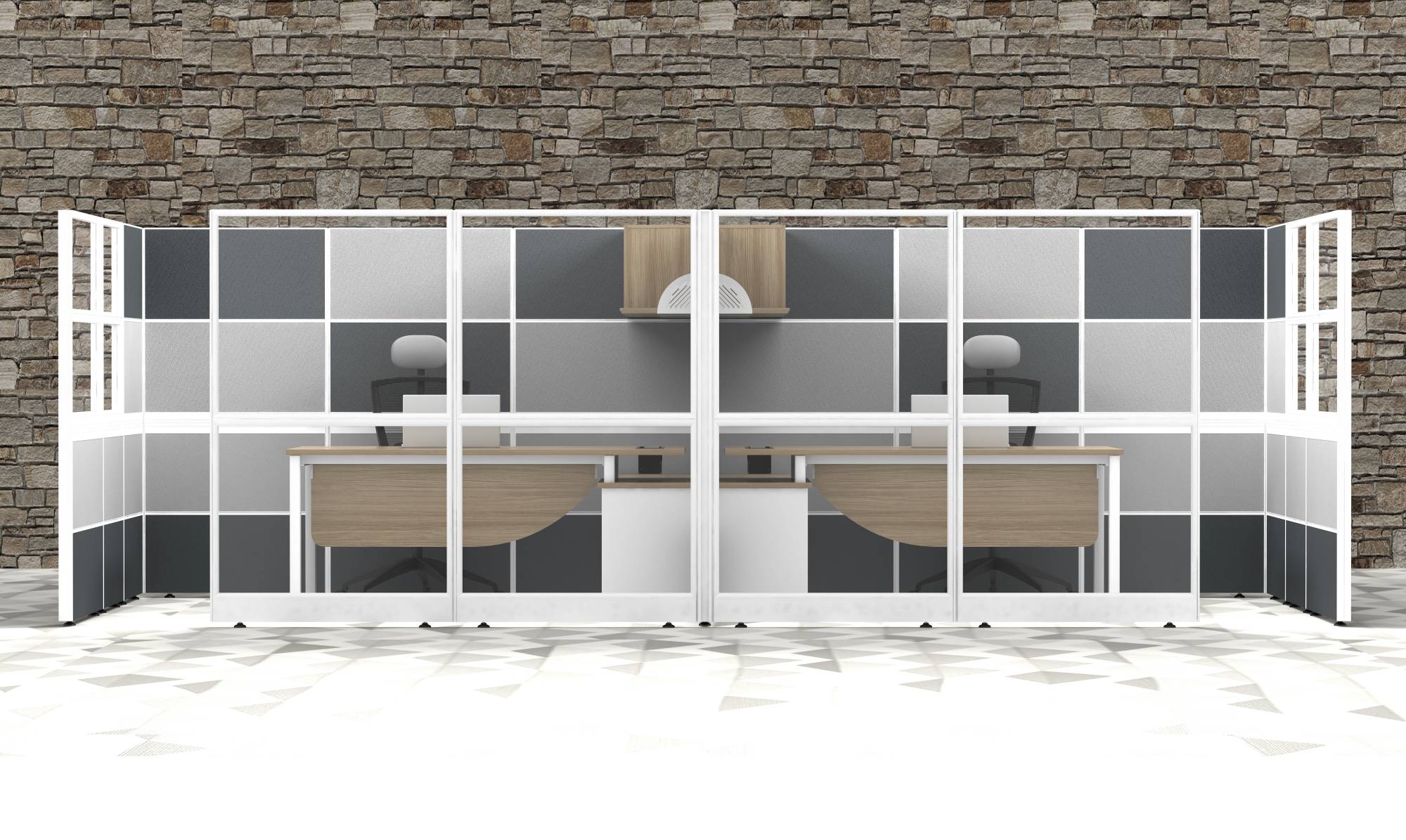 M-60-C-SR-2 OFFICE CUBICLE WORSTATION(2 SEATER)