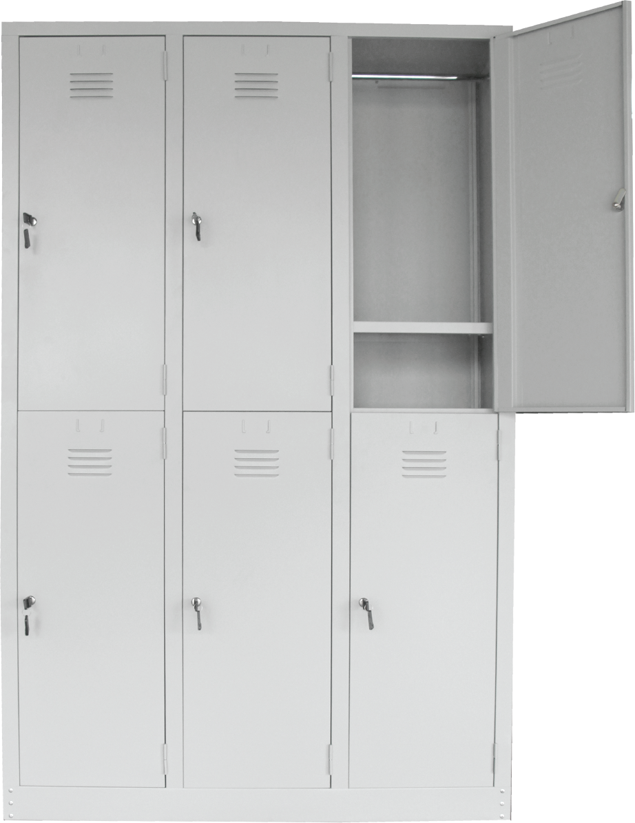 6 COMPARTMENT STEEL LOCKER WITH 1 CLOTH HANGING BAR & 1 FIXED SHELVE AT ...