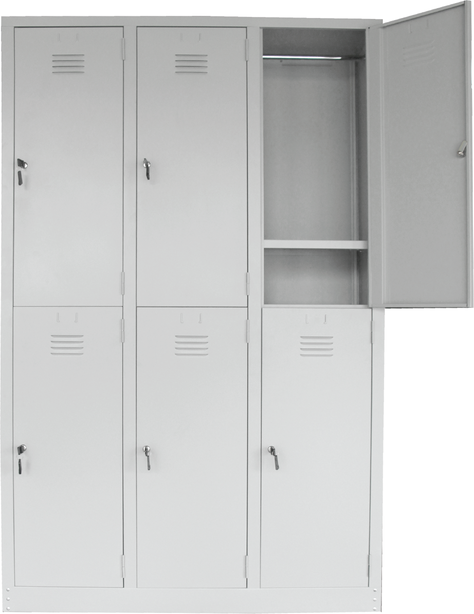 6 COMPARTMENT STEEL LOCKER WITH 1 CLOTH HANGING BAR & 1 FIXED SHELVE AT ...